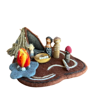 Felt, Wooden & Crochet Set - Aboriginal Humpy, Camping & Fire 11pcs